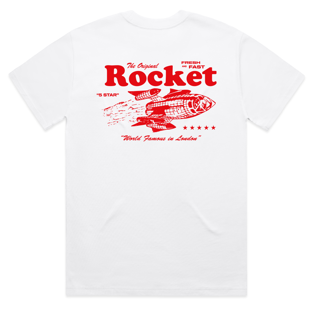 White Rocket Tee – Rocket Barber Shop